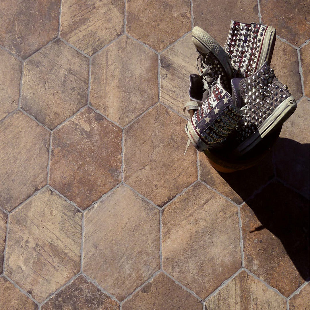 Tesoro Chicago Brick 9" x 11" Pressed Hexagon Porcelain Tile