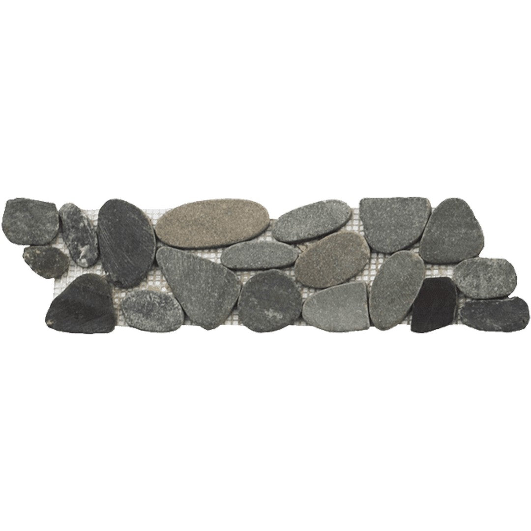 Bati Orient Bali 4" x 12" Matte Sliced Pebble Natural Stone Mosaic Bor