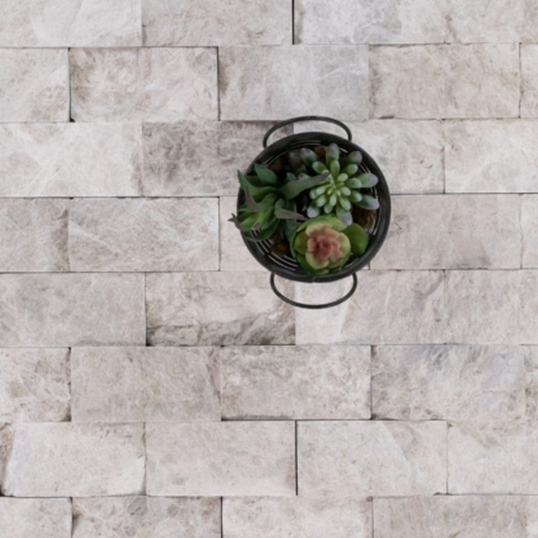 Keystone Aqua Gray 12" x 12" Split Face Natural Ledger Stone 2x4" Mosa