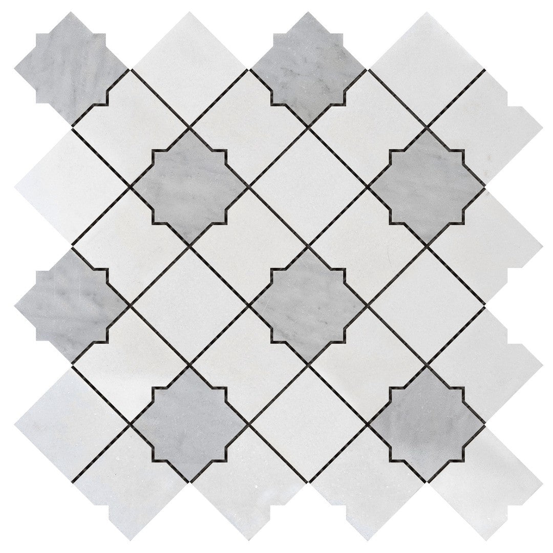 Bati Orient White & Grey Marble Classic 11.2" x 11.2" Interlocking Sta