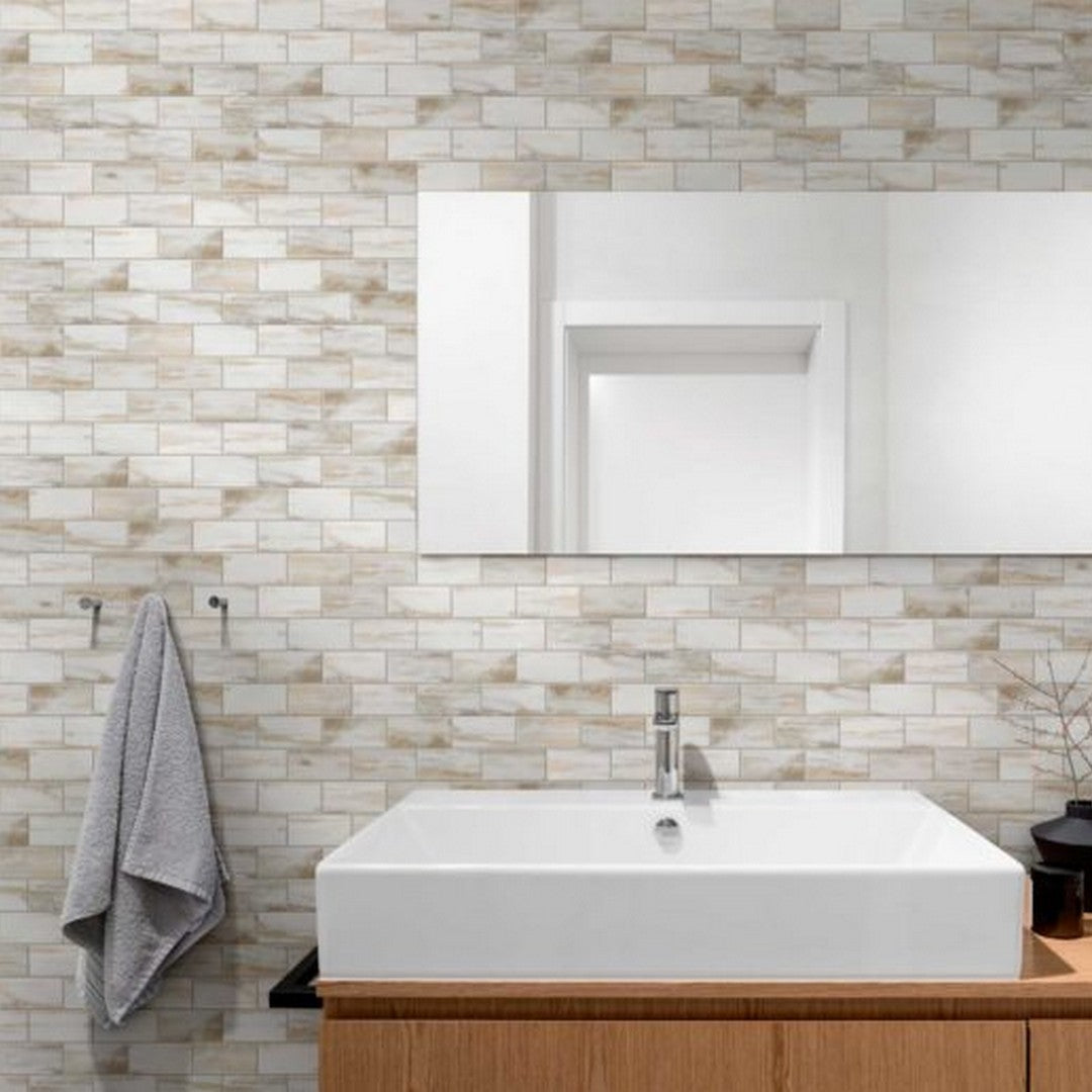 QC Chelsea 12" x 12" Slate Ceramic 2x4" Mix Rough Surface Mosaic