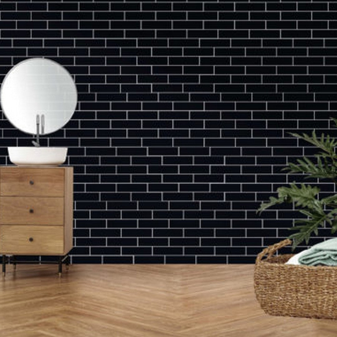 QC Chelsea 12" x 12" Glossyy Ceramic 2x6" Brick Pattern Mosaic