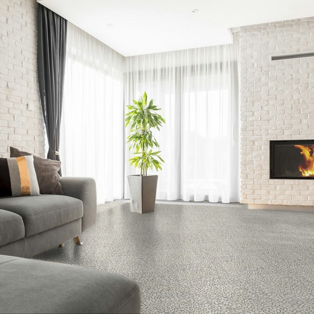 QC Chelsea 12" x 12" Matte Natural Stone Sliced Pebble Mosaic