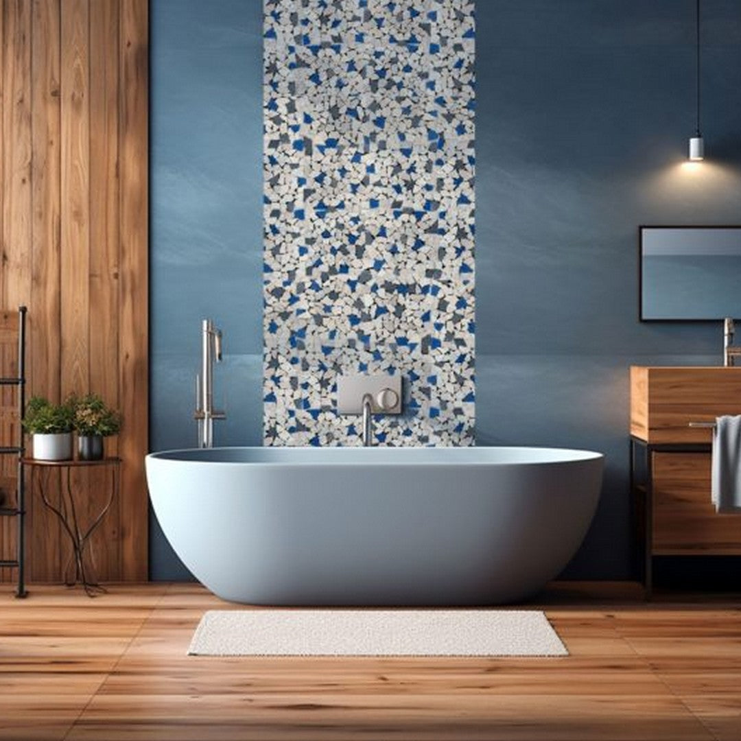 QC Chelsea 12" x 12" Mixed Material Mini Opus Marble Mix Glass Mosaic