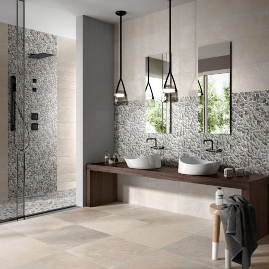 QC Chelsea 12" x 12" Glass Pebble Marble Pattern Mix Mosaic